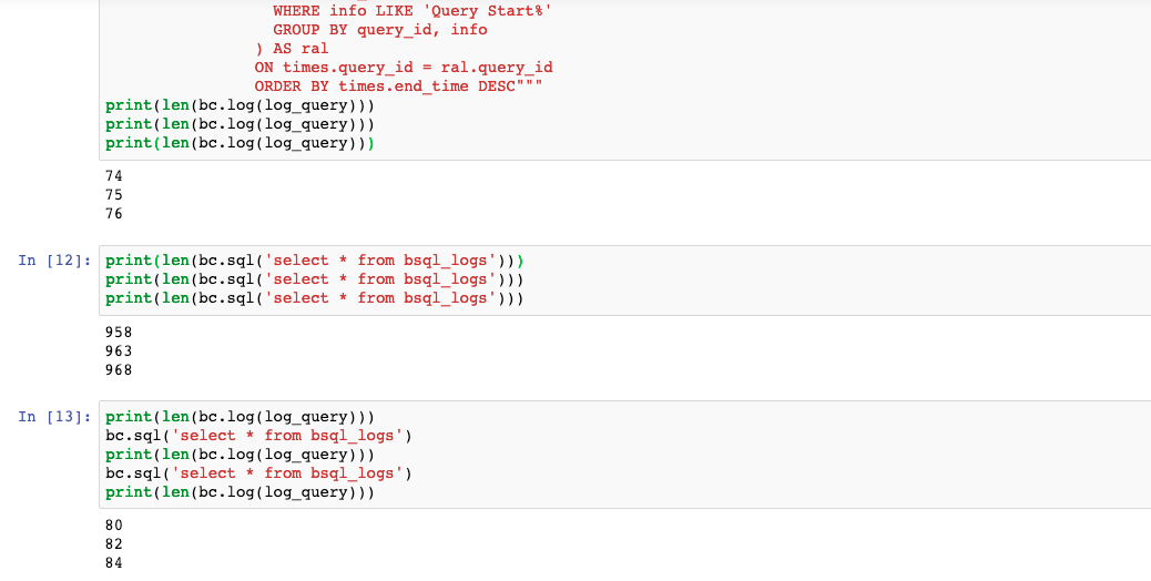 [BUG] avg_time from bsql_logs / same query != same query_id · Issue #228 · BlazingDB/blazingsql ...