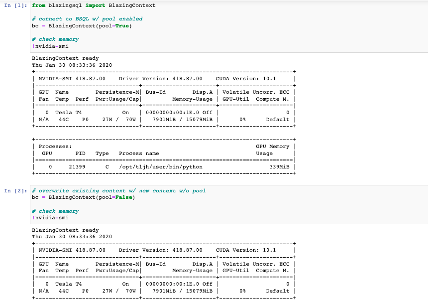 [BUG] BlazingContext is not releasing GPU memory · Issue #310 · BlazingDB/blazingsql · GitHub