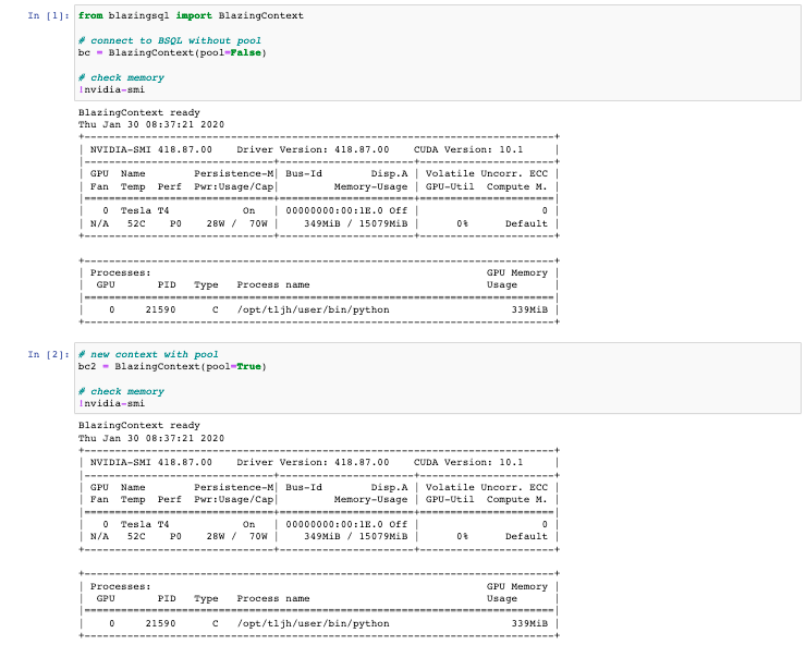 [BUG] BlazingContext is not releasing GPU memory · Issue #310 · BlazingDB/blazingsql · GitHub
