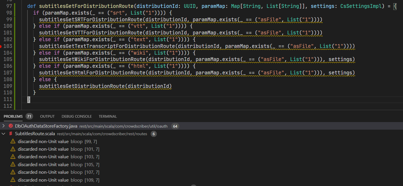 Unexpected "discarded non-Unit value" warning from type inference · Issue #1334 · scalacenter ...