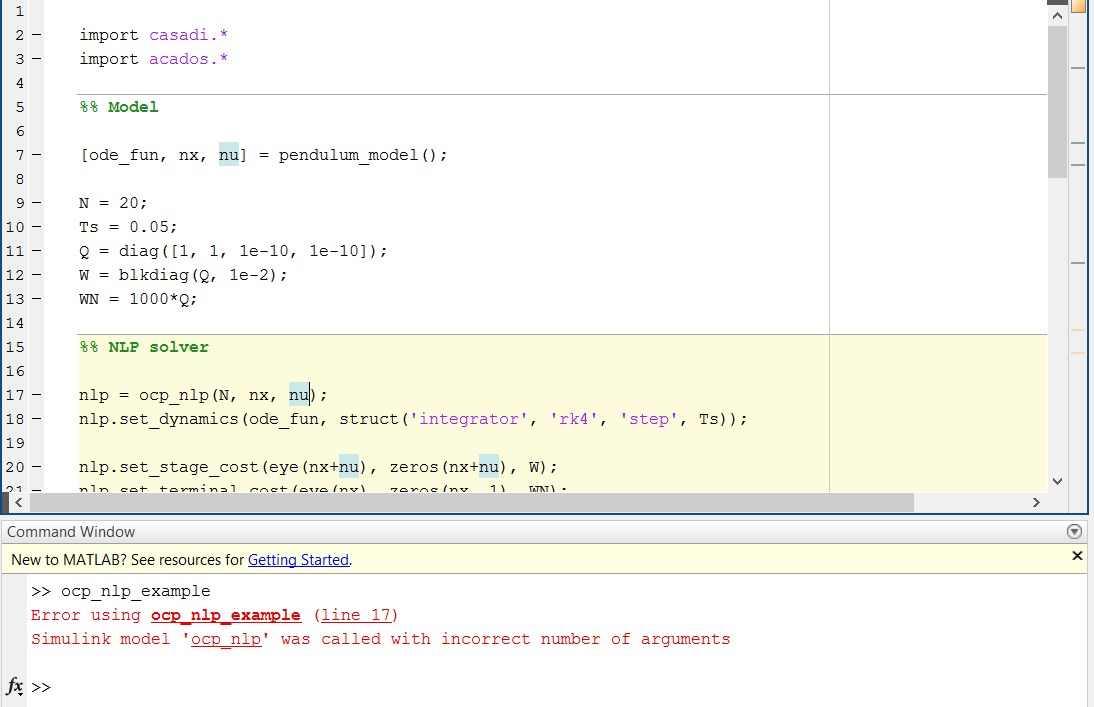 Pendulum example ocp_nlp error · Issue #335 · acados/acados · GitHub