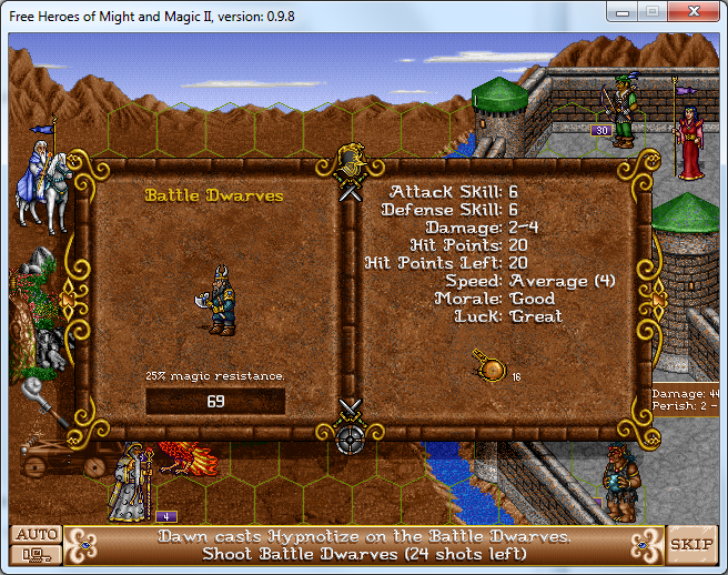 Combat, the hero should not be able to use the Hypnotize spell on the ...