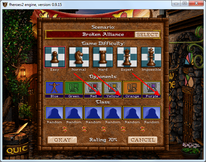 Scenario window, purple color of the background of the text indication ...