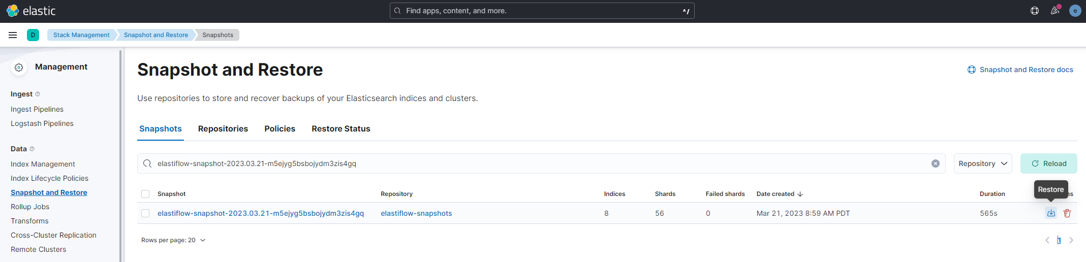 Elasticsearch Snapshot & Restore Setup | ElastiFlow Elasticsearch Snapshot & Restore Setup | ElastiFlow