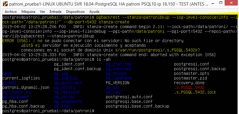 Error and Issues with stanza-create in master (patroni-cluster) · Issue ...