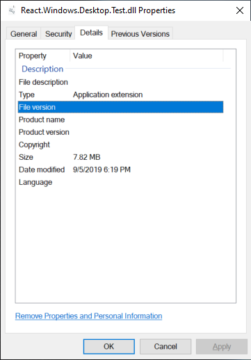 React-Native-Win32.dll should have proper Version · Issue #3183 · microsoft/react-native-windows ...