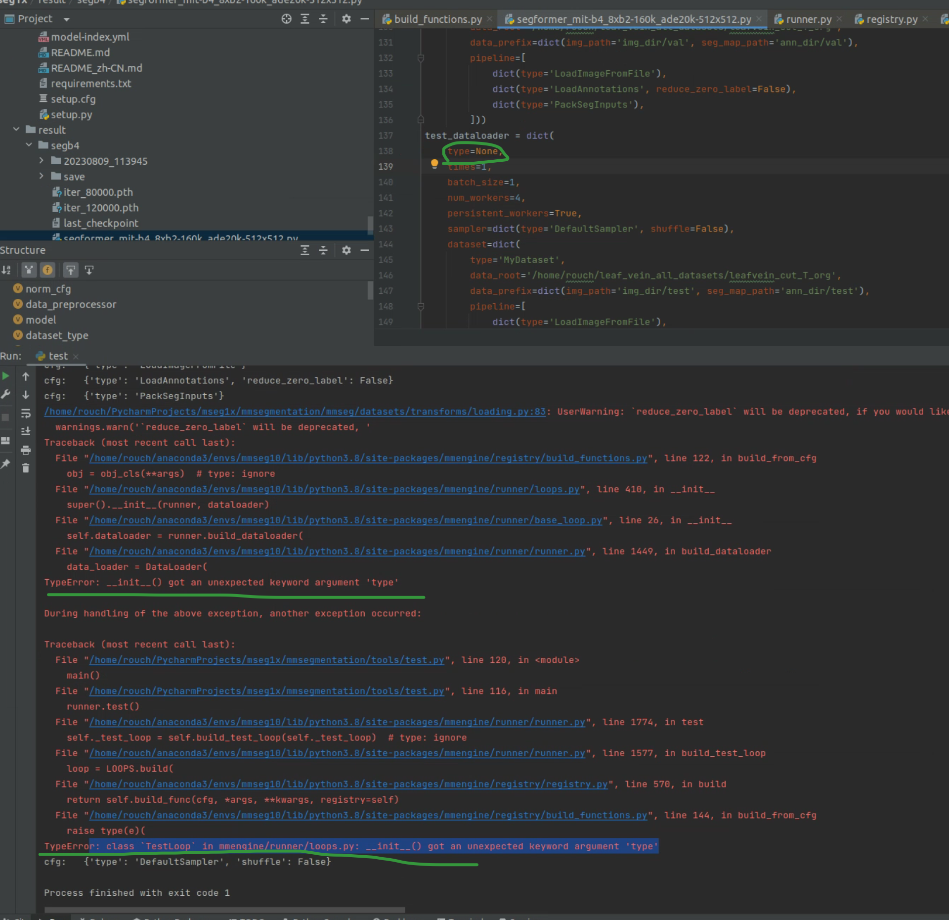 in build_from_cfg raise KeyError( KeyError: '`cfg` or `default_args` must contain the key "type ...