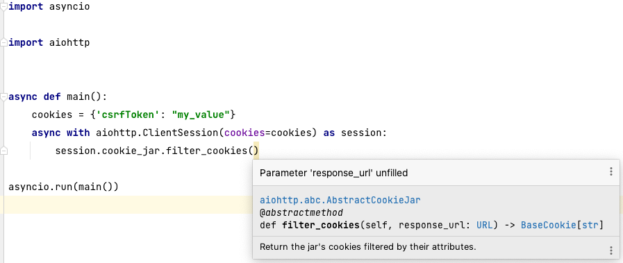Default value of abstract cookie class methods · Issue #6791 · aio-libs/aiohttp · GitHub
