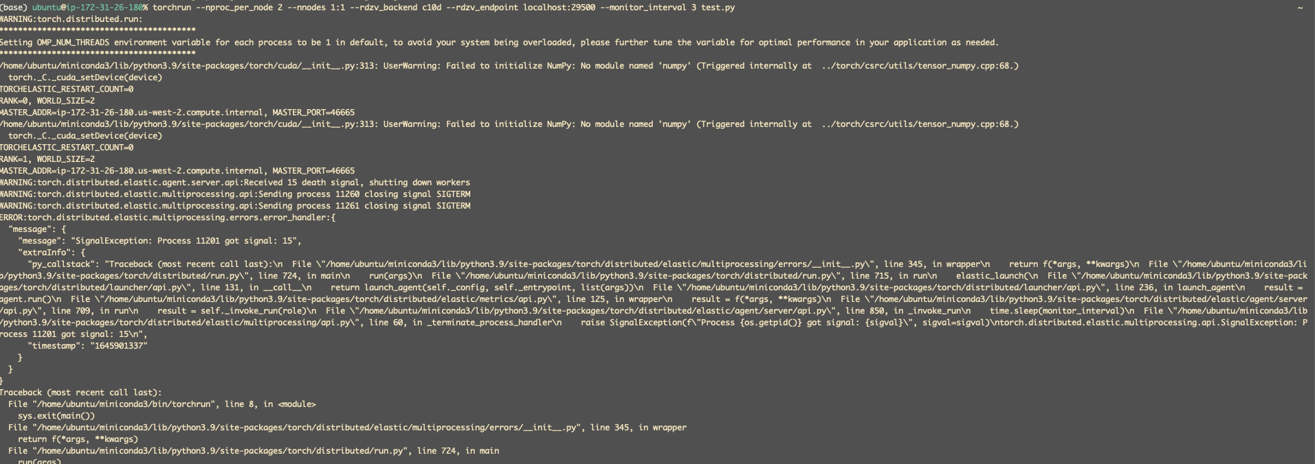 [torchelastic] properly format (or don't log) trace info in structured error when the agent ...