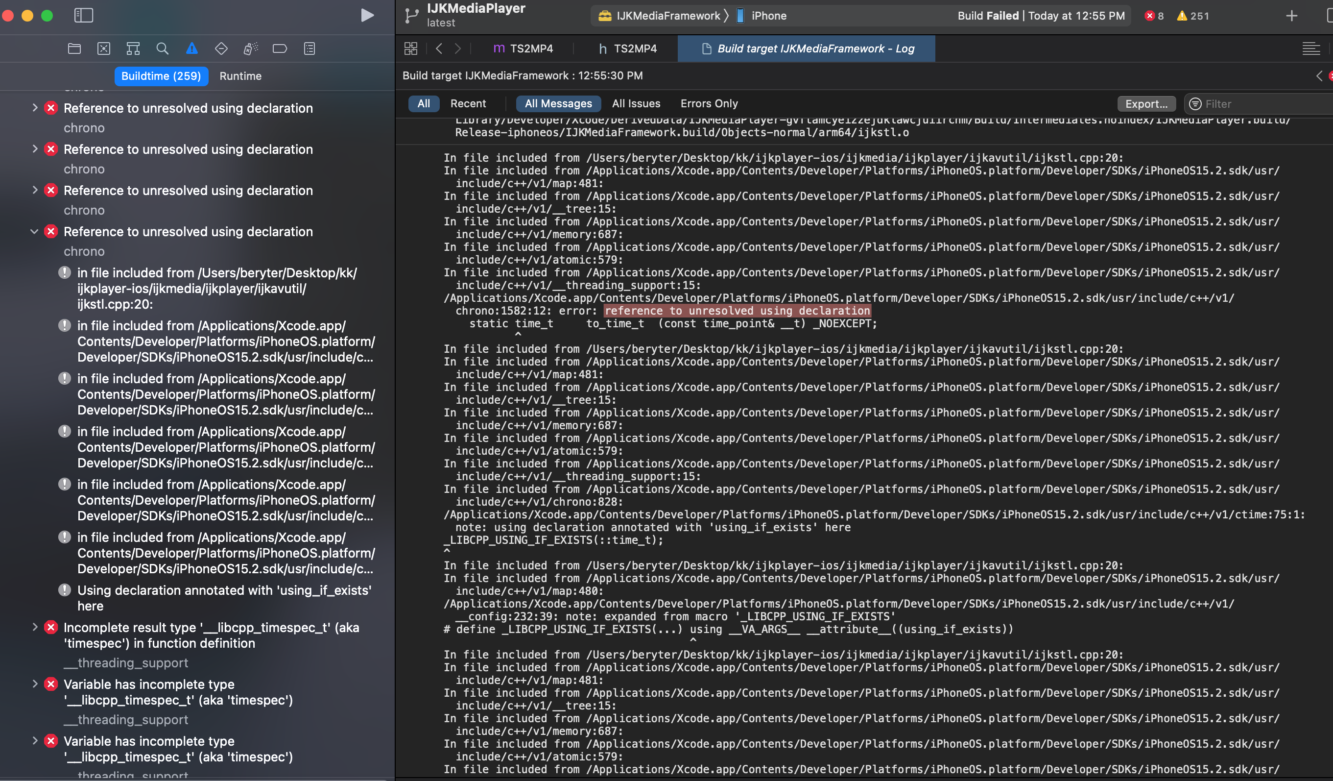 编译后使用xcode13打开工程报错 · Issue #5375 · bilibili/ijkplayer · GitHub