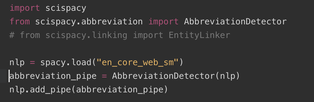 Error adding Abbreviation Detector Pipeline · Issue #311 · allenai/scispacy · GitHub