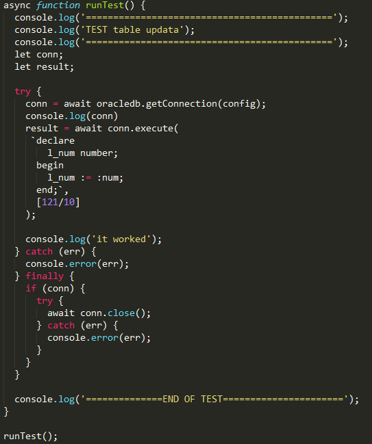 Connection.execute hangs without errors · Issue #984 · oracle/node-oracledb · GitHub
