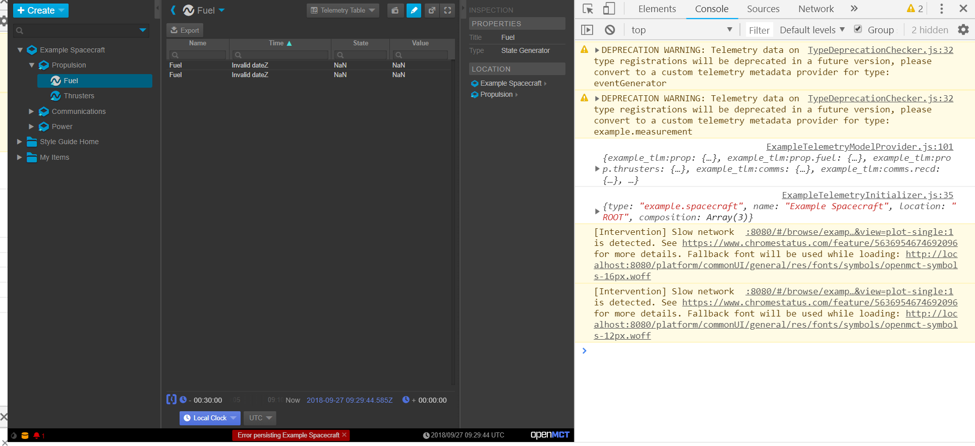 Problem With Sending Telemetry Data To A State Generator · Issue 2176 · Nasa Openmct · Github