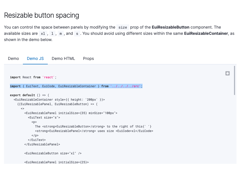 [Docs] EuiResizableContainer not Imported in correct manner · Issue #3444 · elastic/eui · GitHub