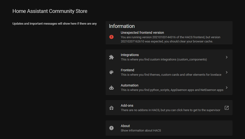 Unexpected frontend version · Issue #1886 · hacs/integration · GitHub