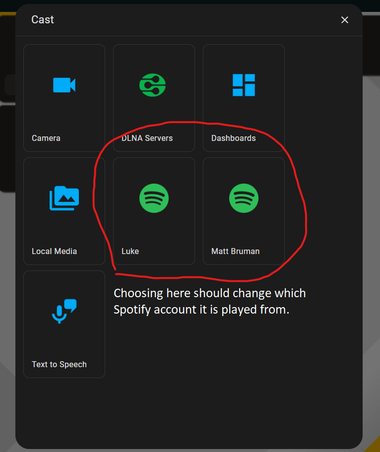 Browse Media and selecting Spotify account, music then plays from random account not the ...