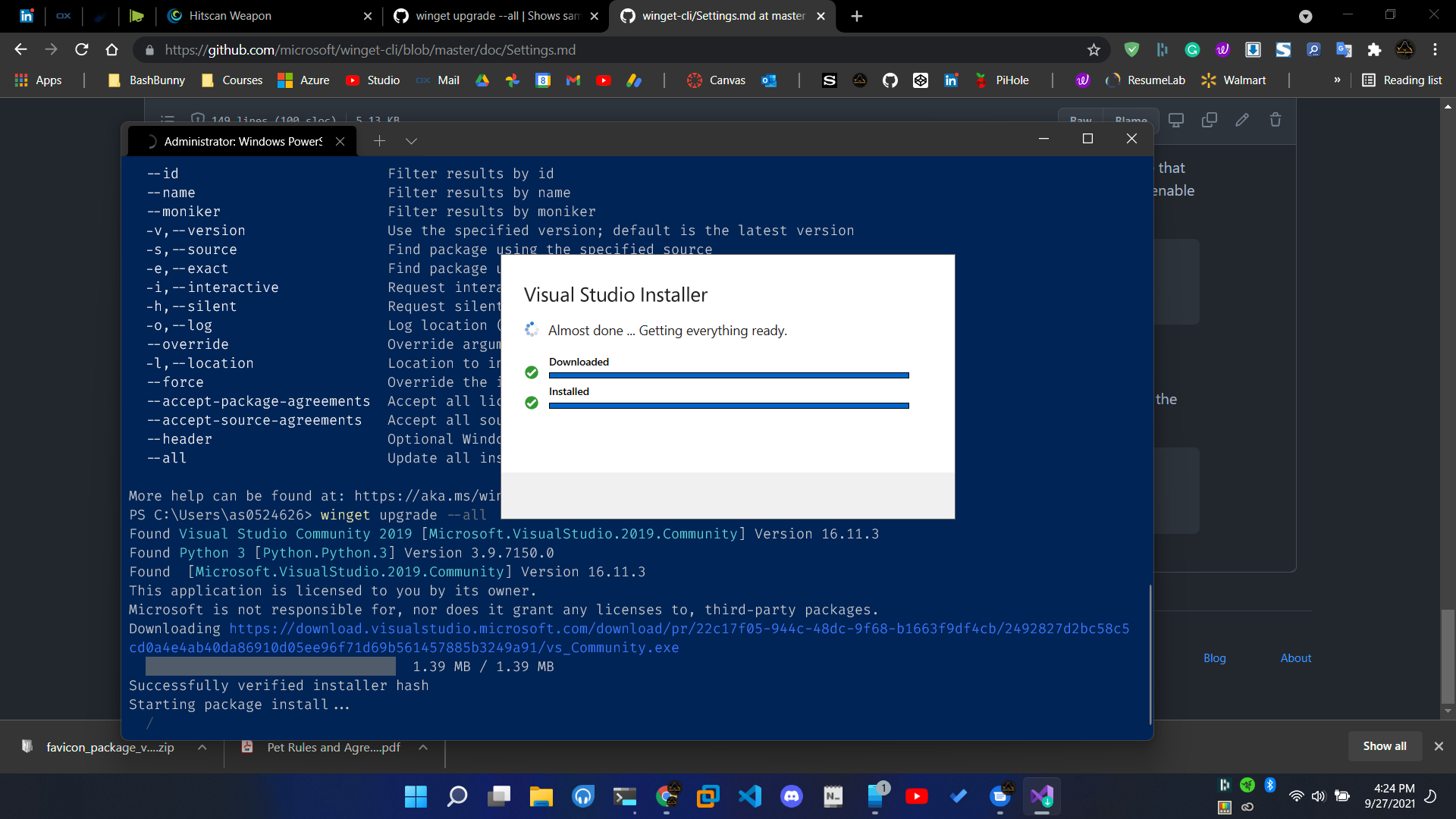 winget upgrade --all | Shows same upgrades after just upgrading all. And will attempt to ...