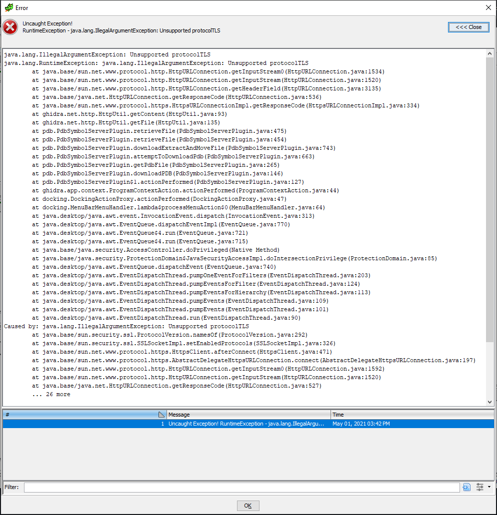 Crash On Download Pdb File · Issue 2993 · Nationalsecurityagencyghidra · Github