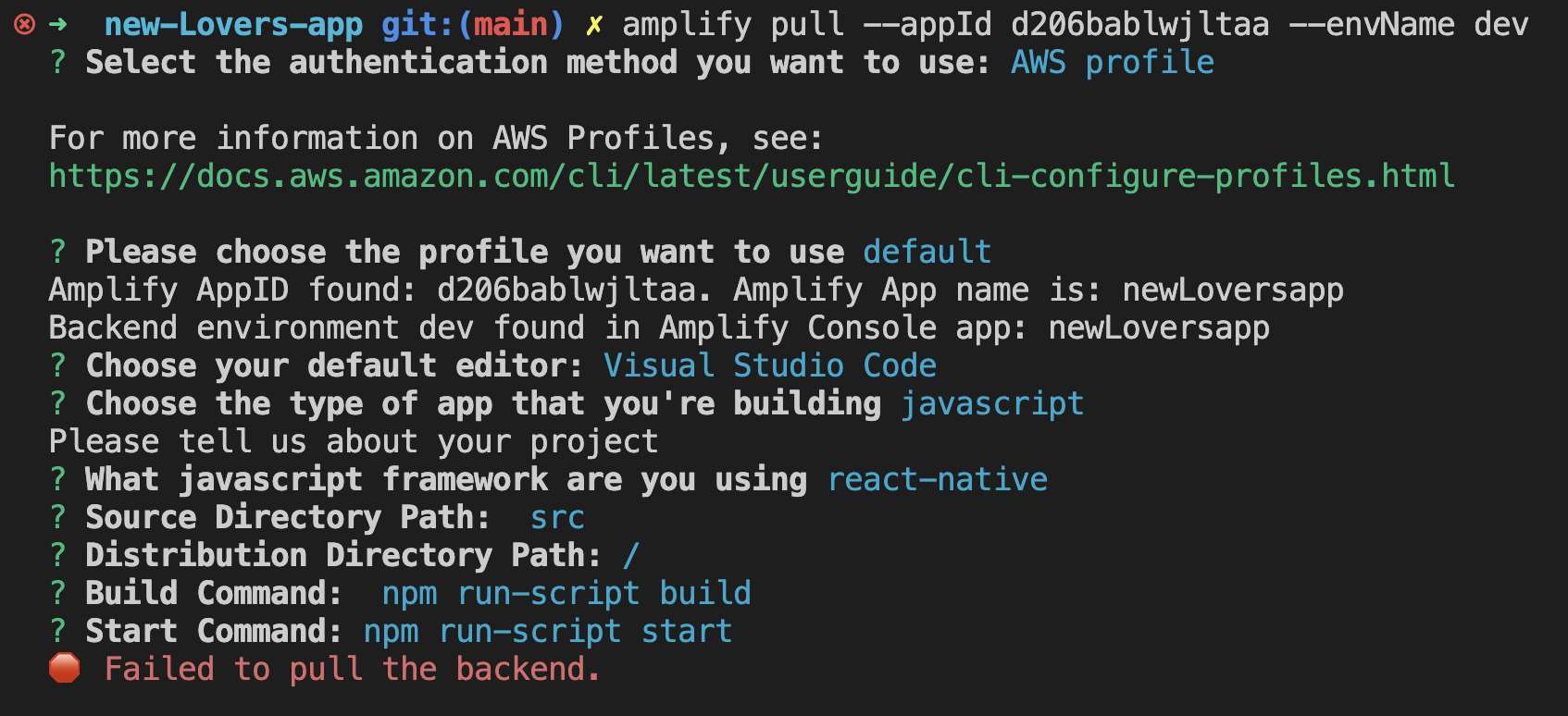 Failed To Pull The Backend · Issue 12283 · Aws Amplifyamplify Cli · Github