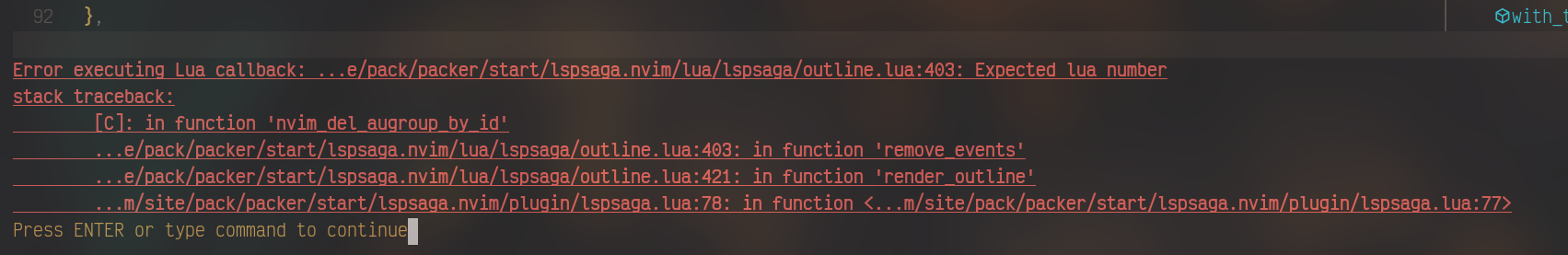 LSoutlineToggle error when close · Issue #373 · nvimdev/lspsaga.nvim · GitHub