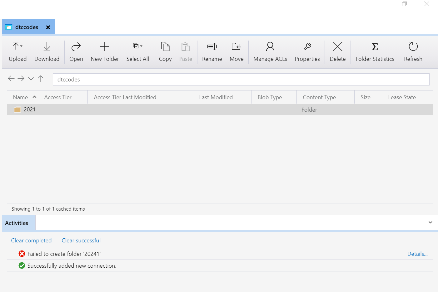 Unable to create folders in an Container via Storage Explorer using ...
