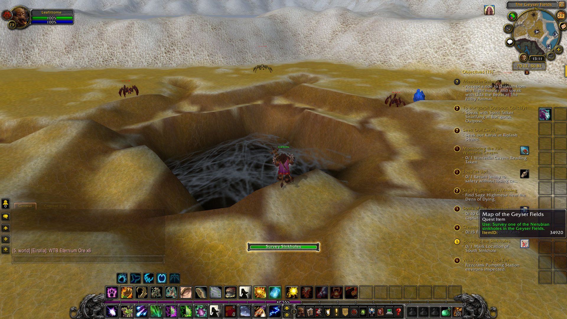 [Quest]- Scouting the sinkholes. [Location]- The geyser fields, Borean ...