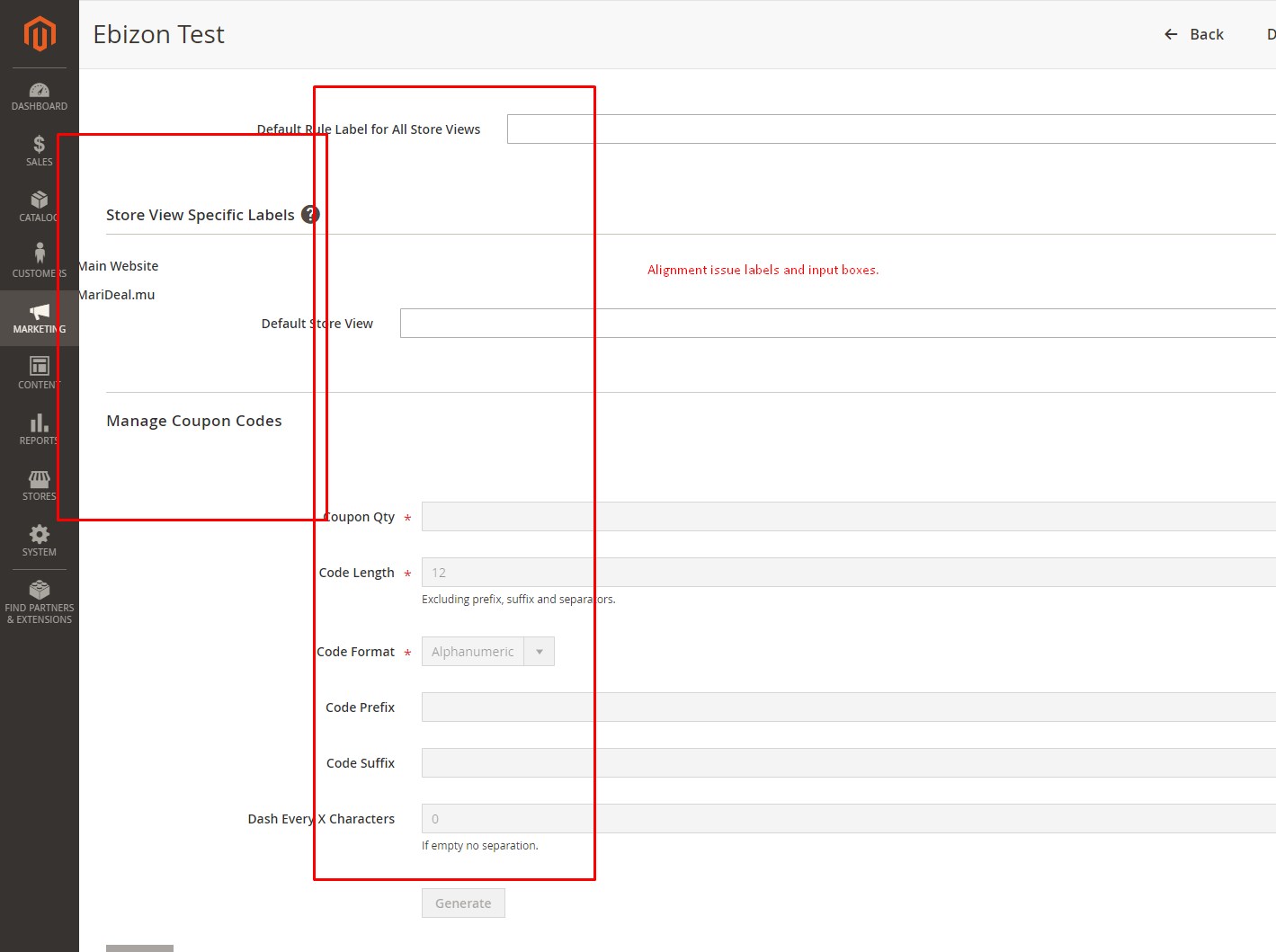 Backed Store View Specific Labels and Manage Coupon Codes label and ...