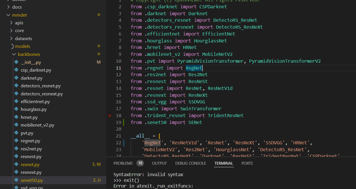cannot import name 'SENet' from 'mmdet.models' · Issue #8143 · open-mmlab/mmdetection · GitHub