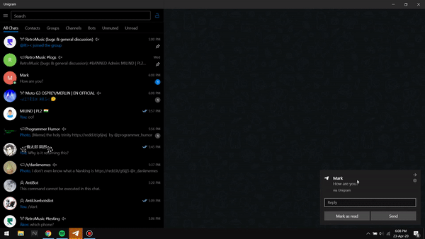 Broken send button from notifications · Issue #1416 · UnigramDev/Unigram · GitHub