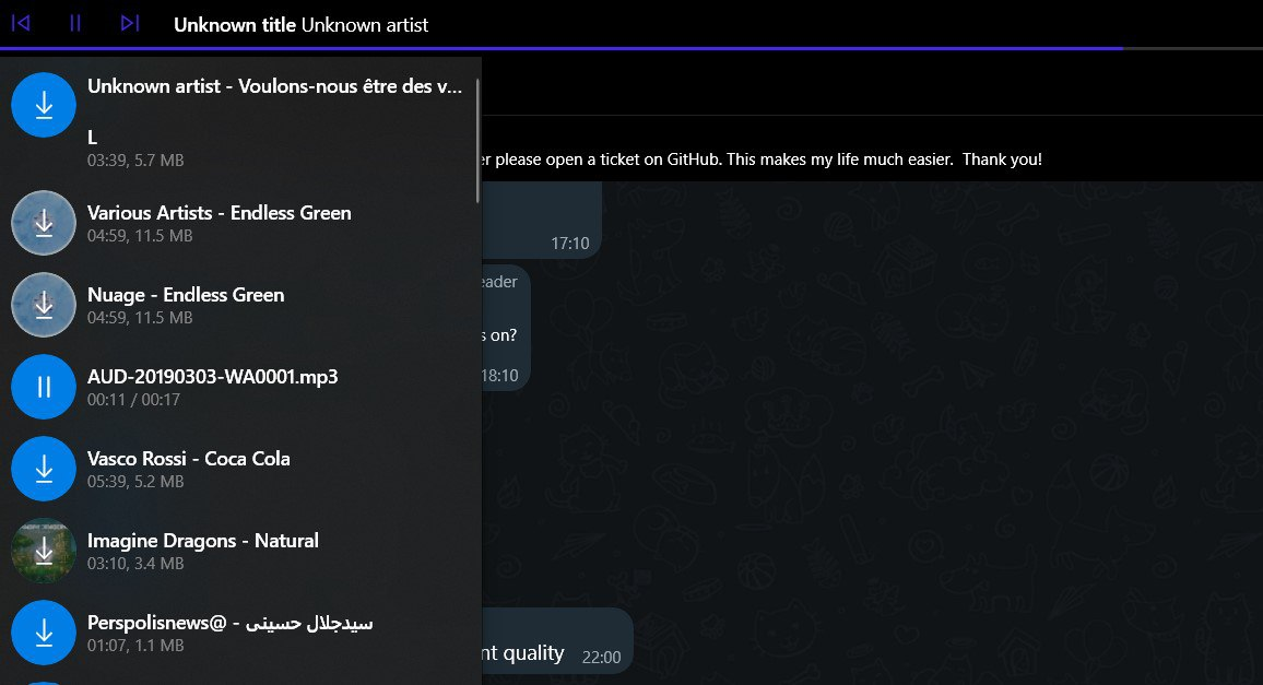 "Show in chat" option not available for audios in groups · Issue #1420 · UnigramDev/Unigram · GitHub