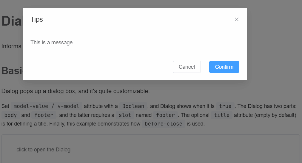 Component Dialog El Dialog Will Move A Little To Left As It Disappears This Makes It Look