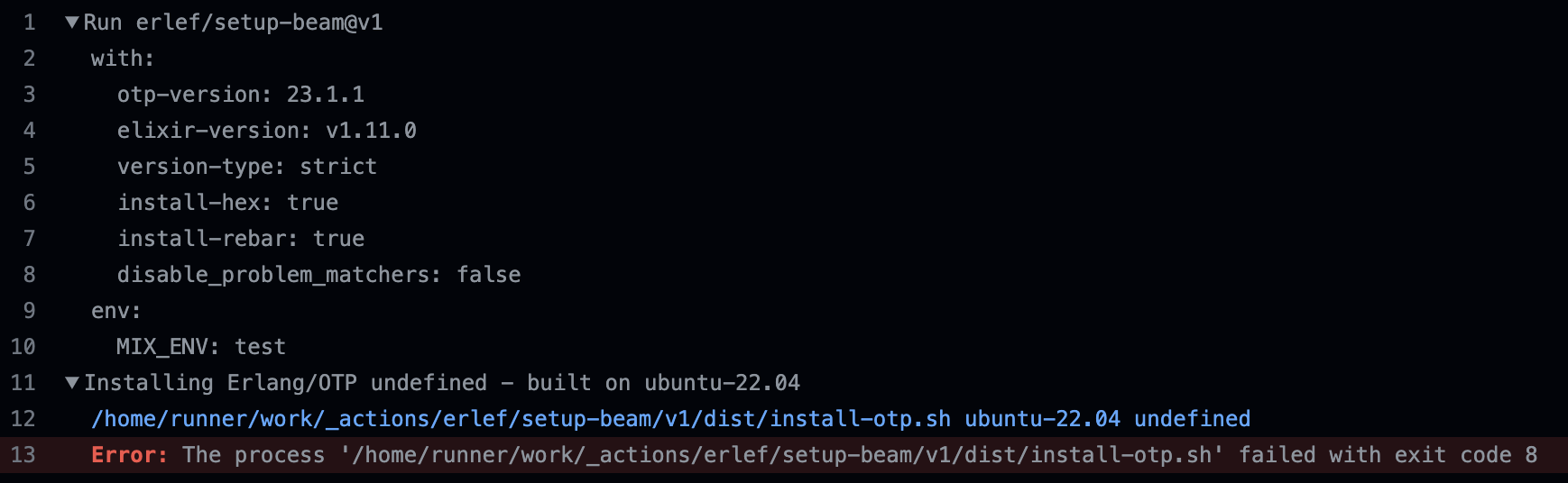 OTP Version not found (Elixir 1.11.0, OTP 23.1.1) · Issue #161 · erlef/setup-beam · GitHub