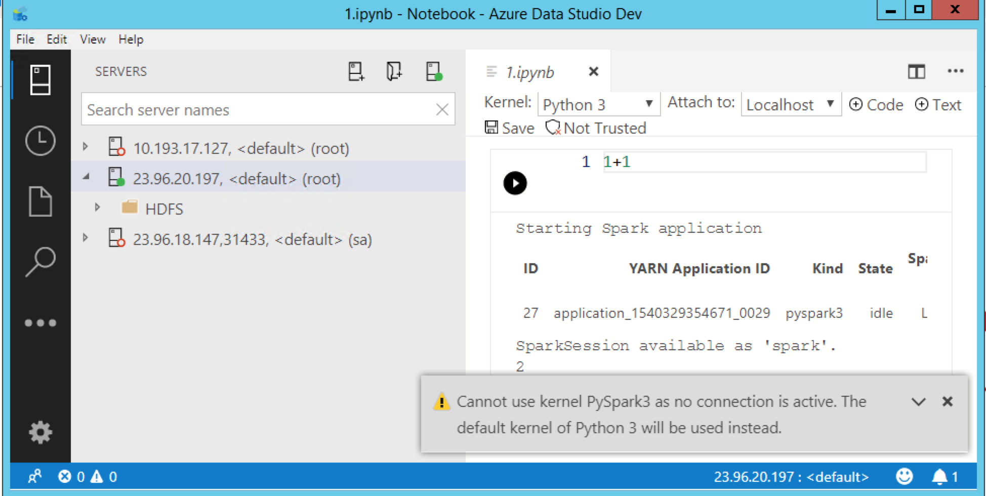 Notebook: Can't use PySpark3 even though having big data cluster connected · Issue #3363 ...