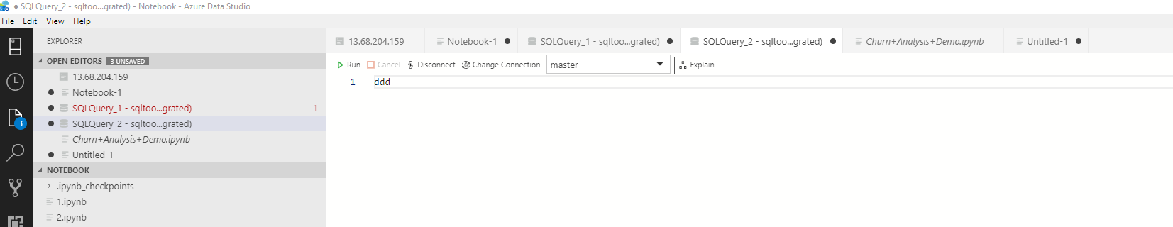 "Open EDITORS" UNSAVED don't track new notebooks · Issue #3577 · microsoft/azuredatastudio · GitHub