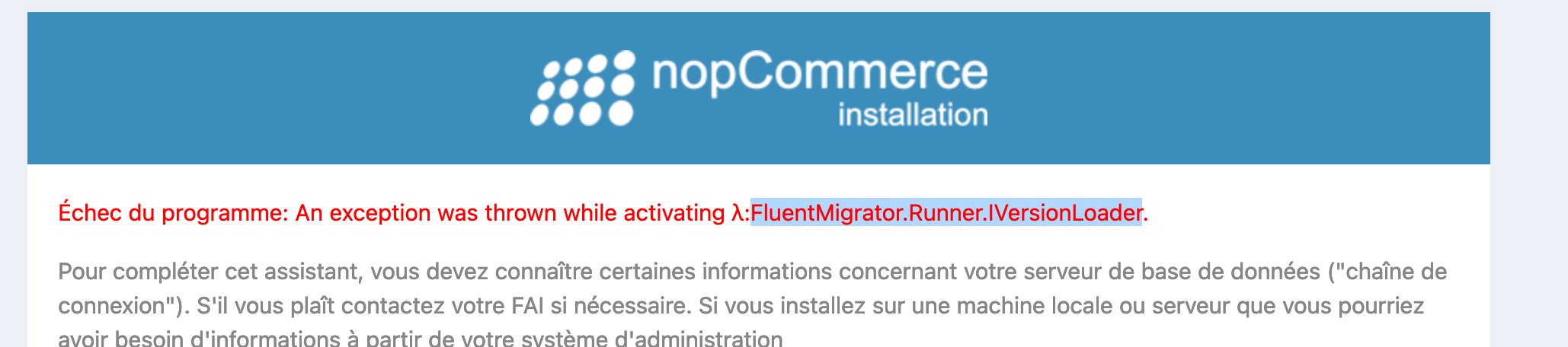 Install Fail An Exception Was Thrown While Activating λ Fluentmigrator Runner Iversionloader