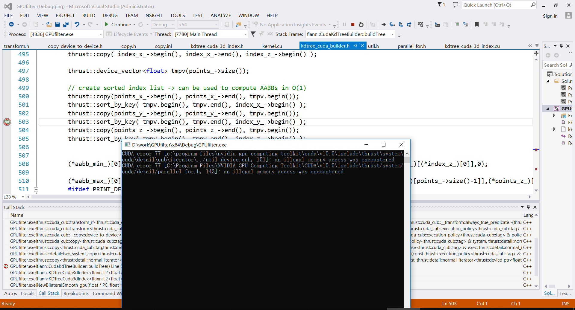 Kdtreecuda3dindex Memory Access Exceptions Occur When My Exe Files Run