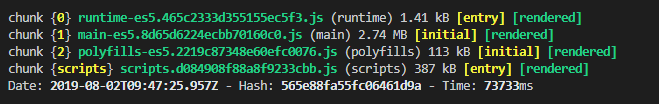 Why there is not bundle mentioned in my production files. When i do = ng build --prod --base ...