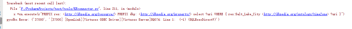 pyodbc.Error: ('37000', '[37000] [OpenLink][Virtuoso ODBC Driver][Virtuoso Server]SQ074: Line 1 ...
