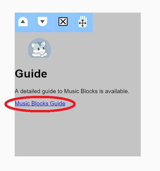 Link the basic operation manual to "Guide". · Issue #1757 · sugarlabs/musicblocks · GitHub