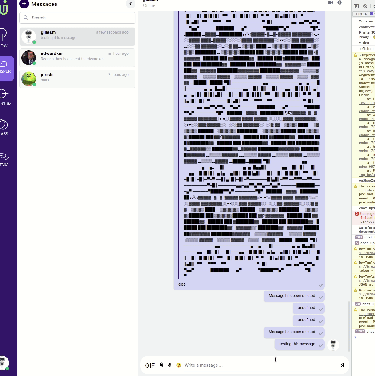 Whisper - When editing a message and change chat to other person and back it says undefined ...