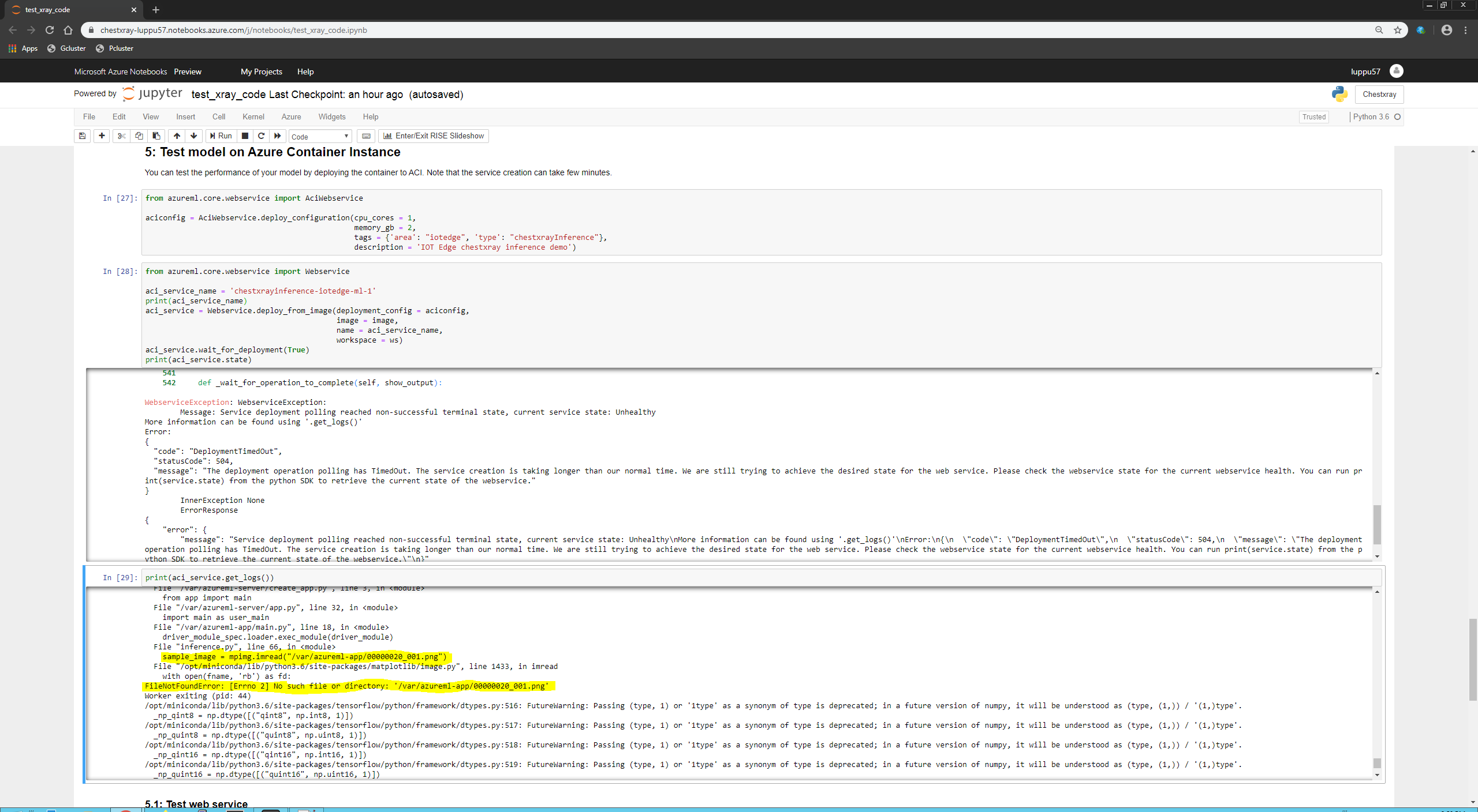 Test model on Azure Container Instance · Issue #47437 · MicrosoftDocs ...