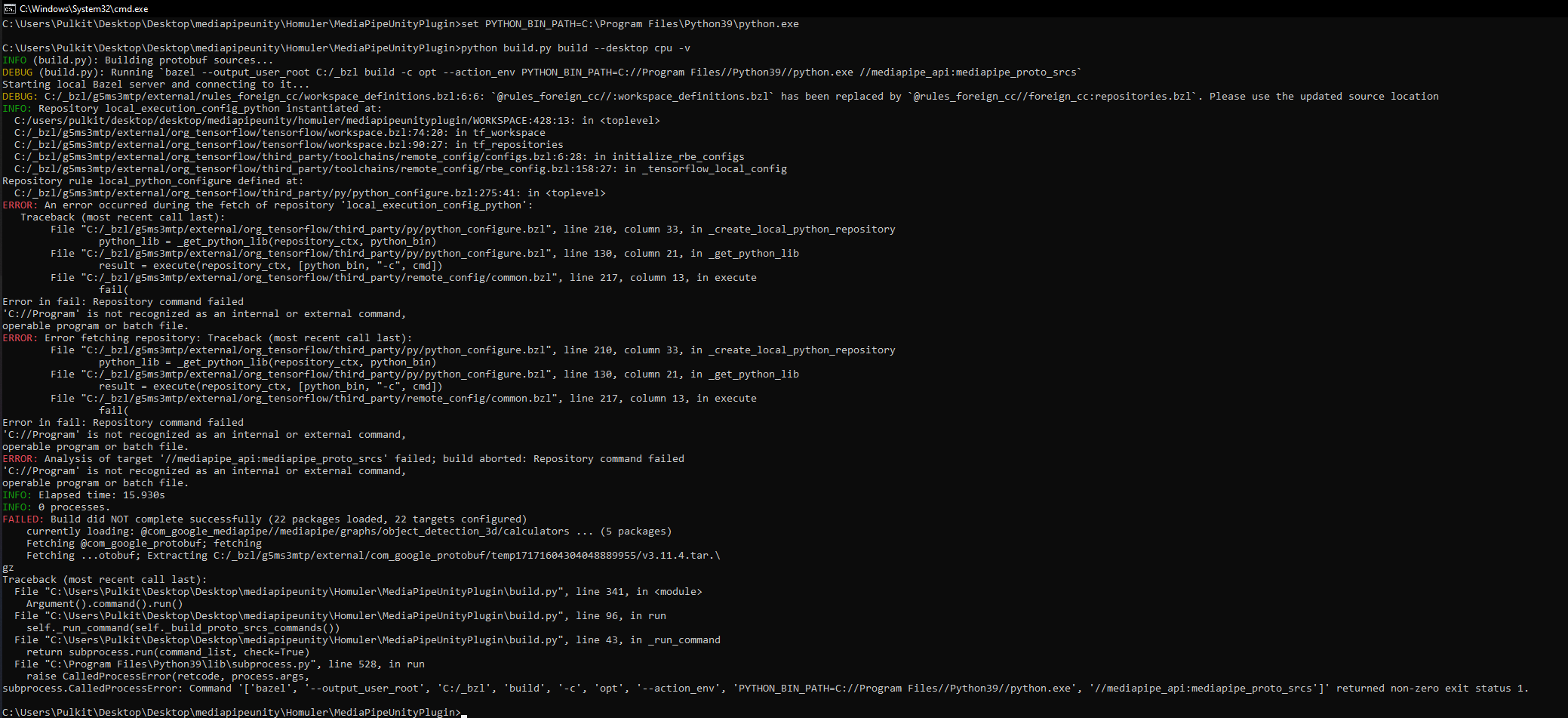 Build fails when PYTHON_BIN_PATH is not set or contains space characters · Issue #105 · homuler ...