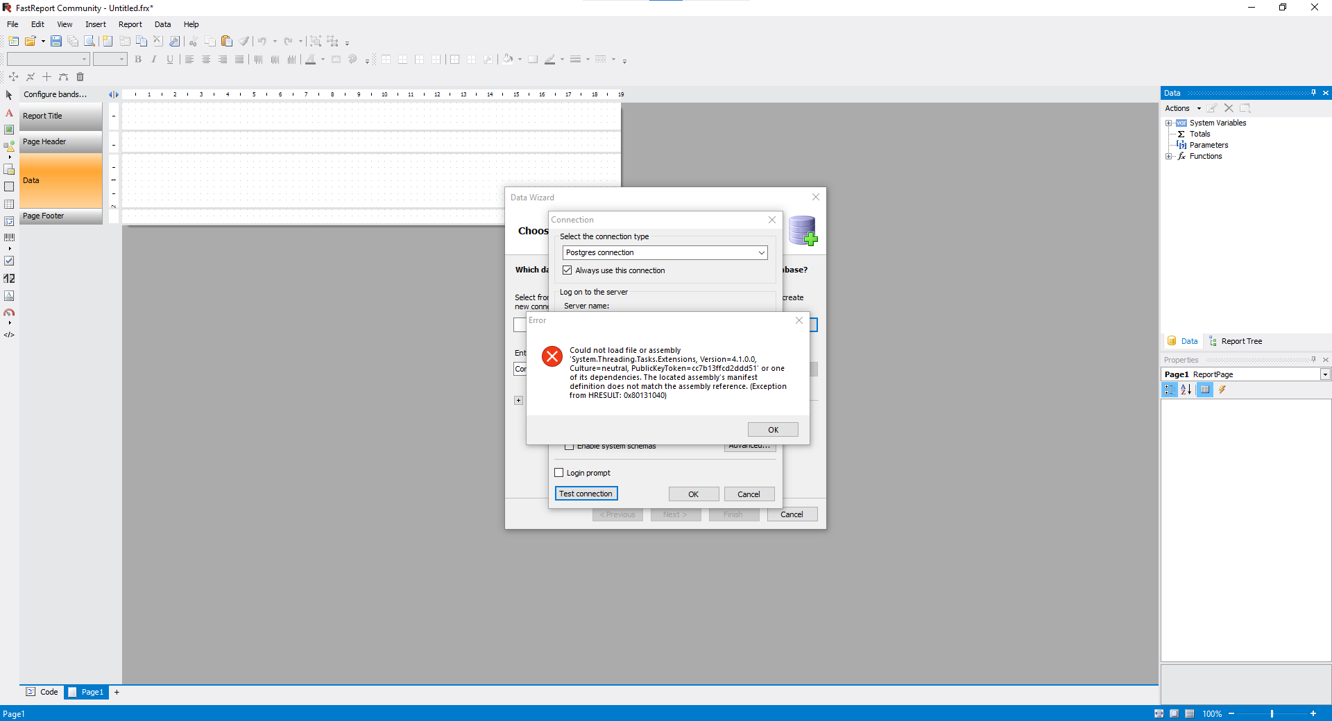FastReport Designer says "Could not find file or assembly System ...