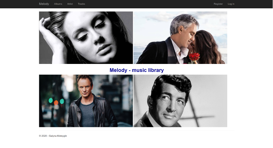 GitHub - galynabenitskyi/Melody: C# project using MVC, Database, CRUD.