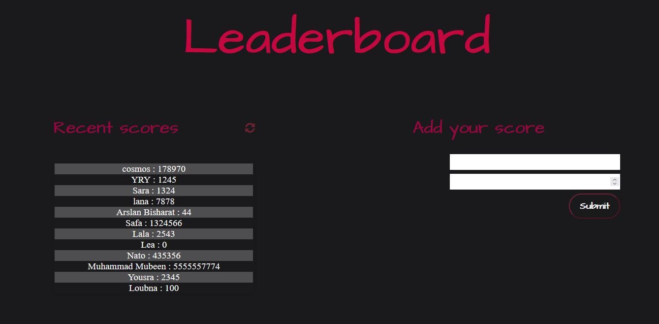 GitHub - safafa/LeaderBoard: The leaderboard website displays scores ...