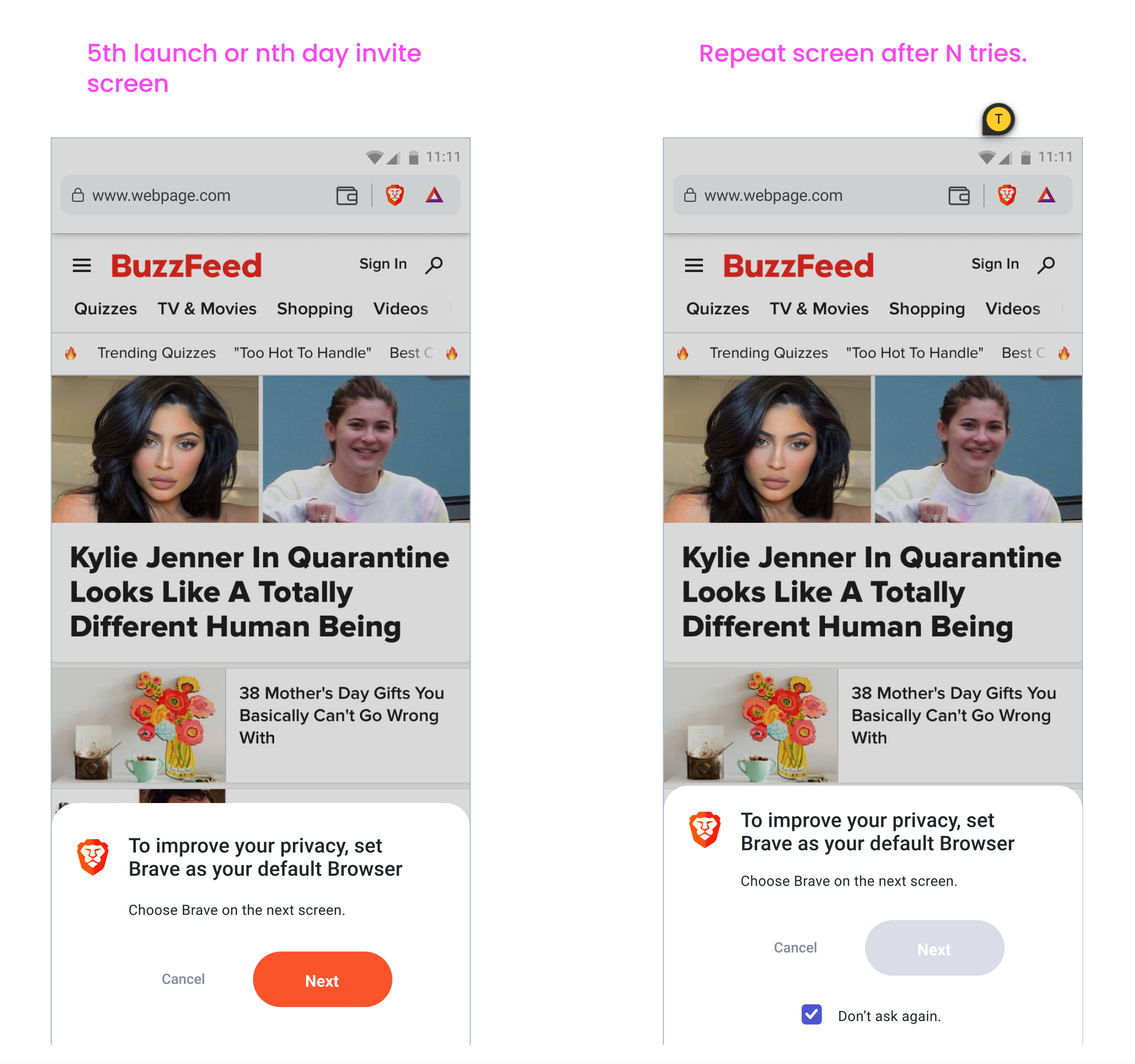 Update `Don't ask again` behaviour for set as default dialog · Issue #27861 · brave/brave ...