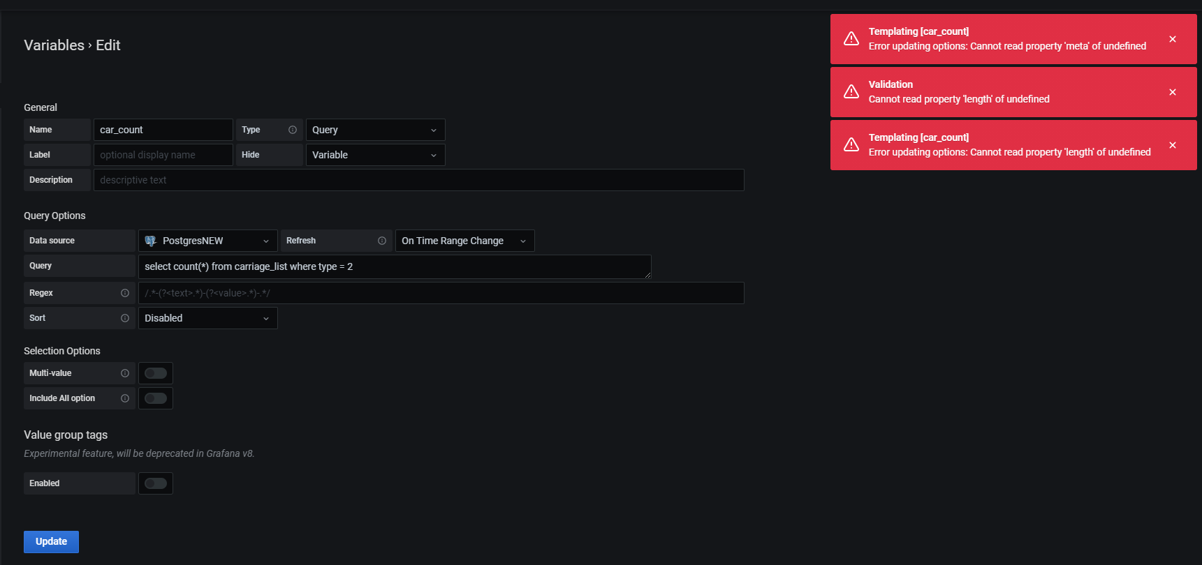 Some queries don't work in Query variables (7.4.0 beta 1) · Issue ...