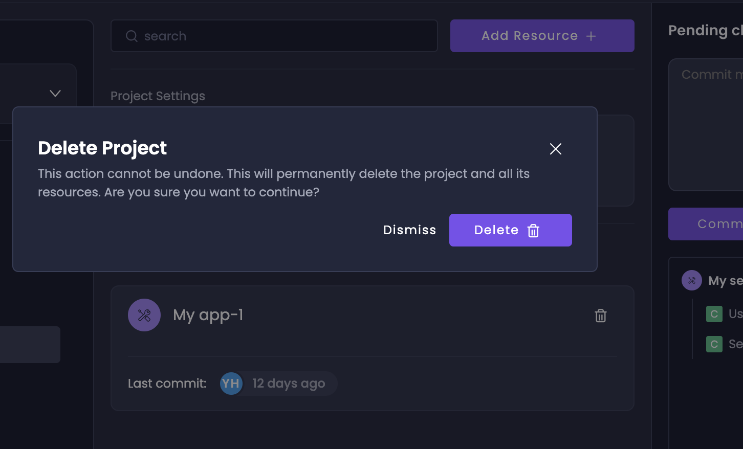 🚀 Feature: Allow users to delete a project · Issue #4044 · amplication ...