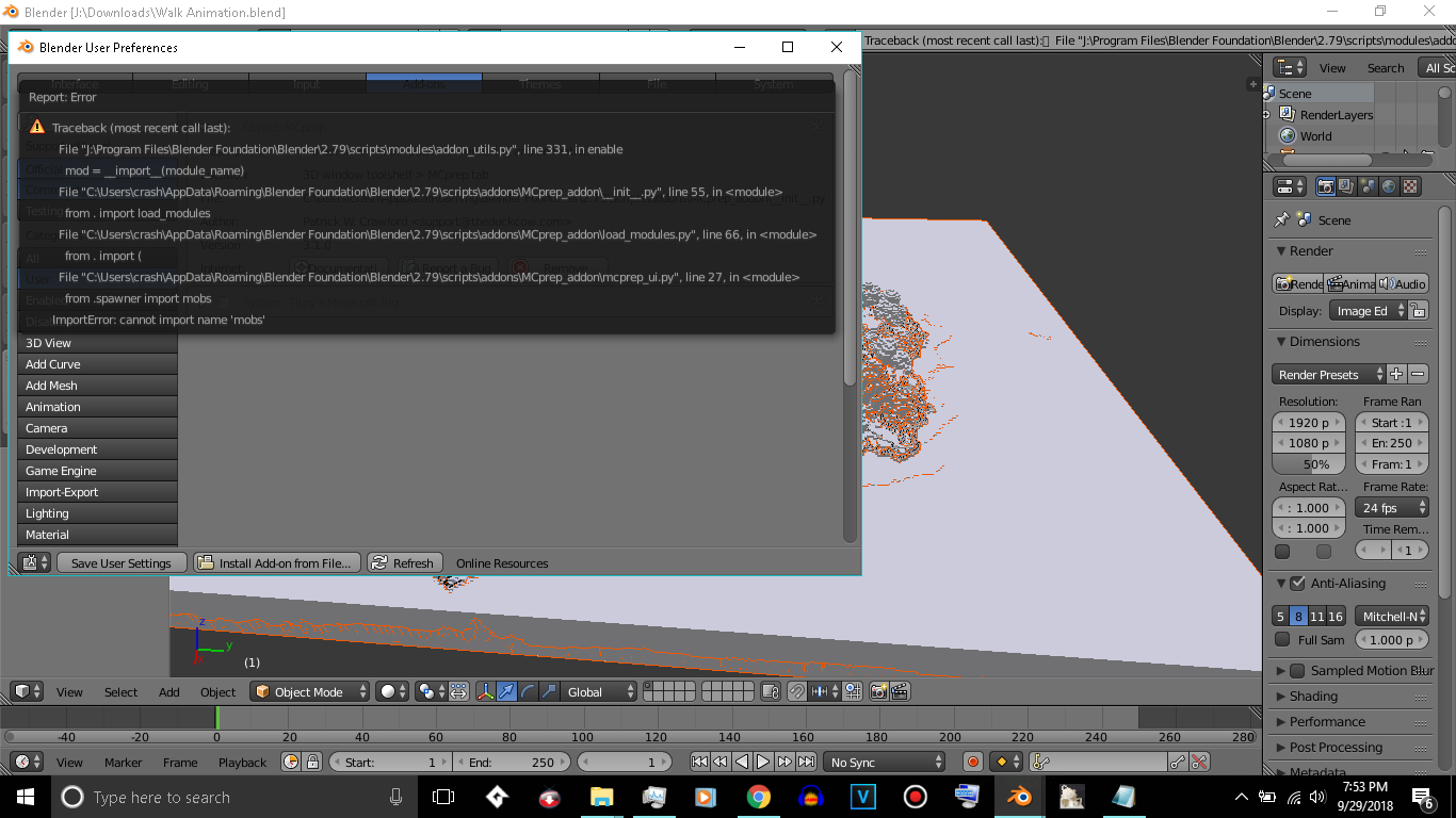 MCPrep enable traceback error · Issue #14 · Moo-Ack-Productions/MCprep · GitHub