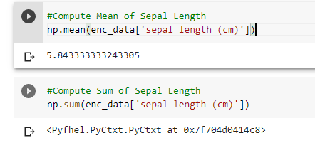 Numpy/Pandas Mean gives unencrypted result · Issue #57 · ibarrond/Pyfhel · GitHub